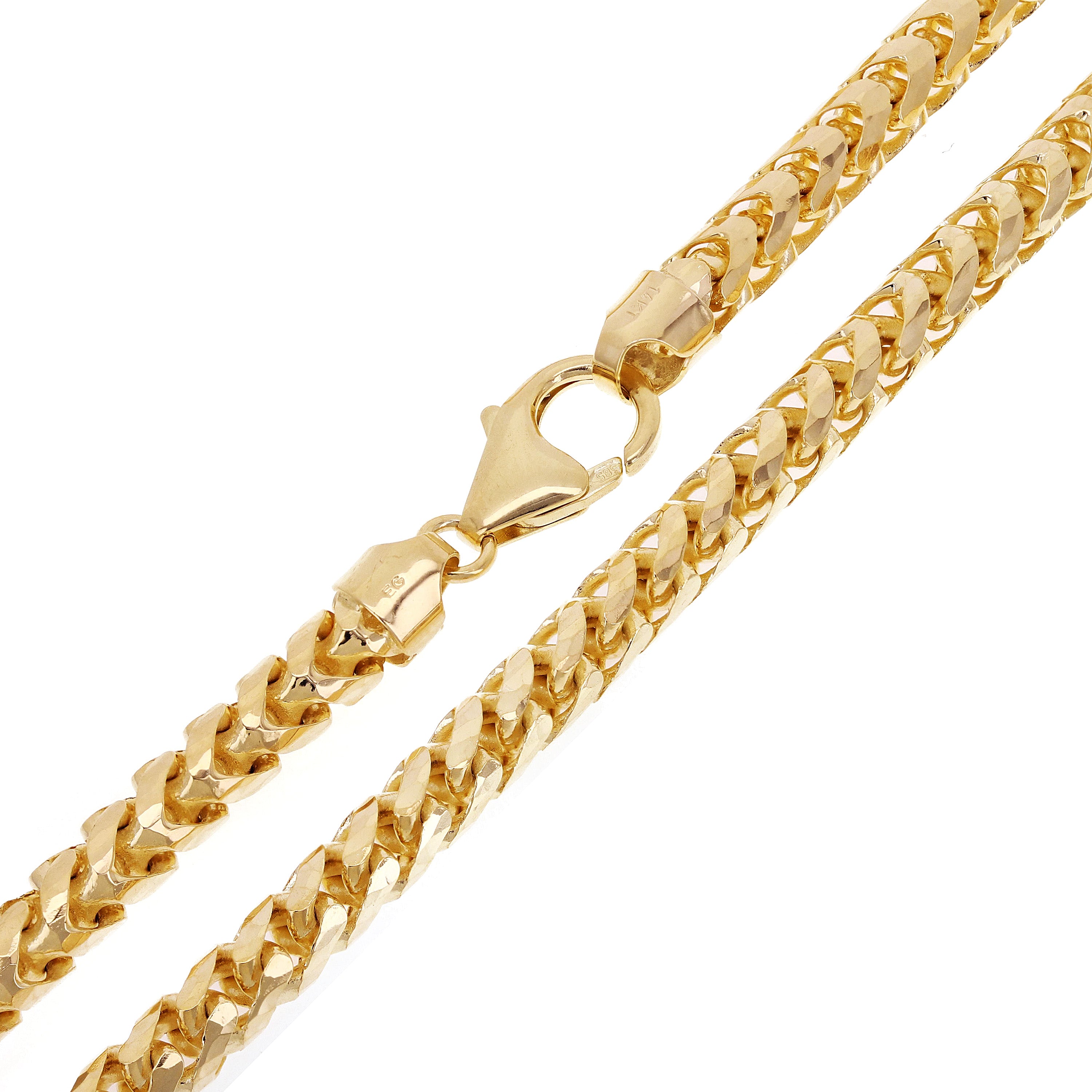 Italian 14k Yellow Gold Solid Diamond Cut Franco Chain Necklace 5.2 mm – Direct Source Gold ...