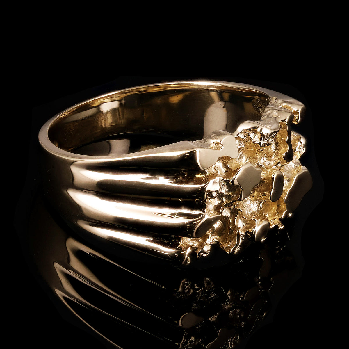 14k Yellow Gold Solid Chunky Nugget Ring 13mm Various Sizes – Direct ...