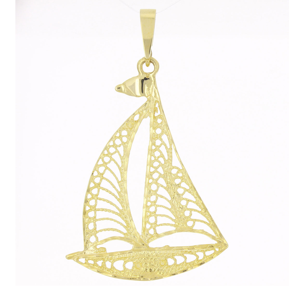 14k Yellow Gold Sailboat Sailing Charm Pendant Sizes Small Medium Larg ...