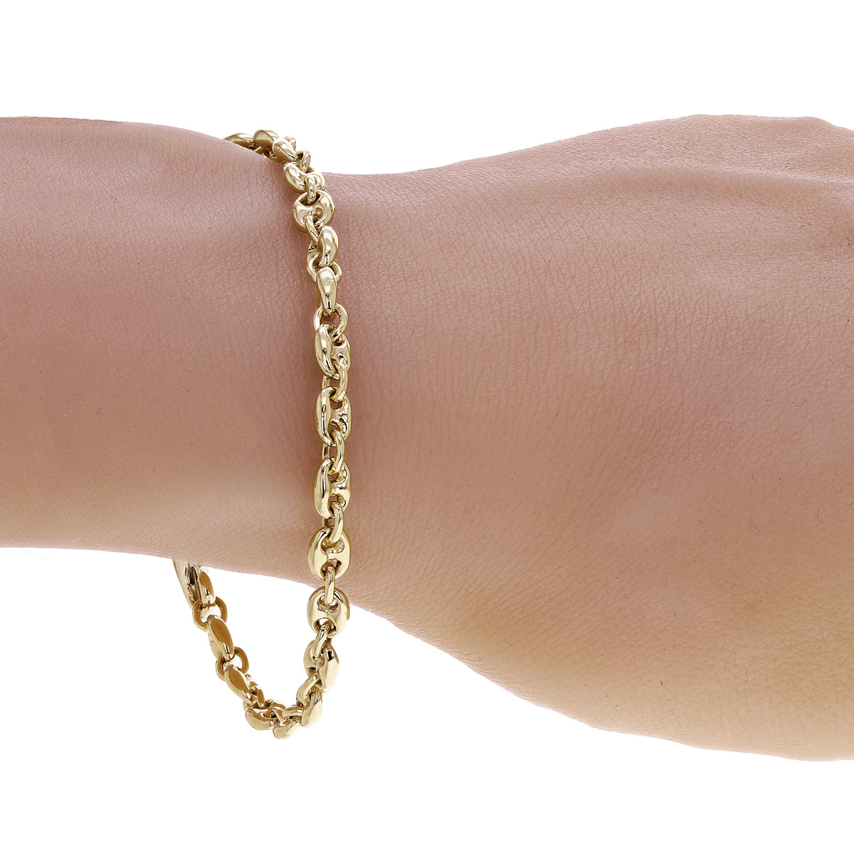 14k Yellow White or Rose Gold Handmade Fashion Gucci Mariner Link Brac ...