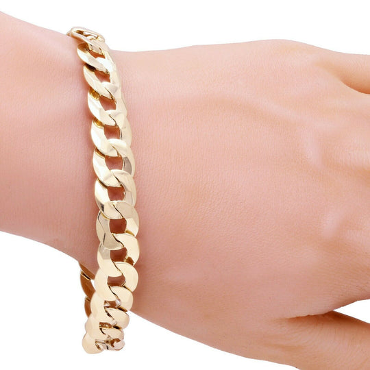 10k Yellow White or Rose Gold Flat Cuban Curb Link Chain Bracelet 7 Direct Source Gold Diamond