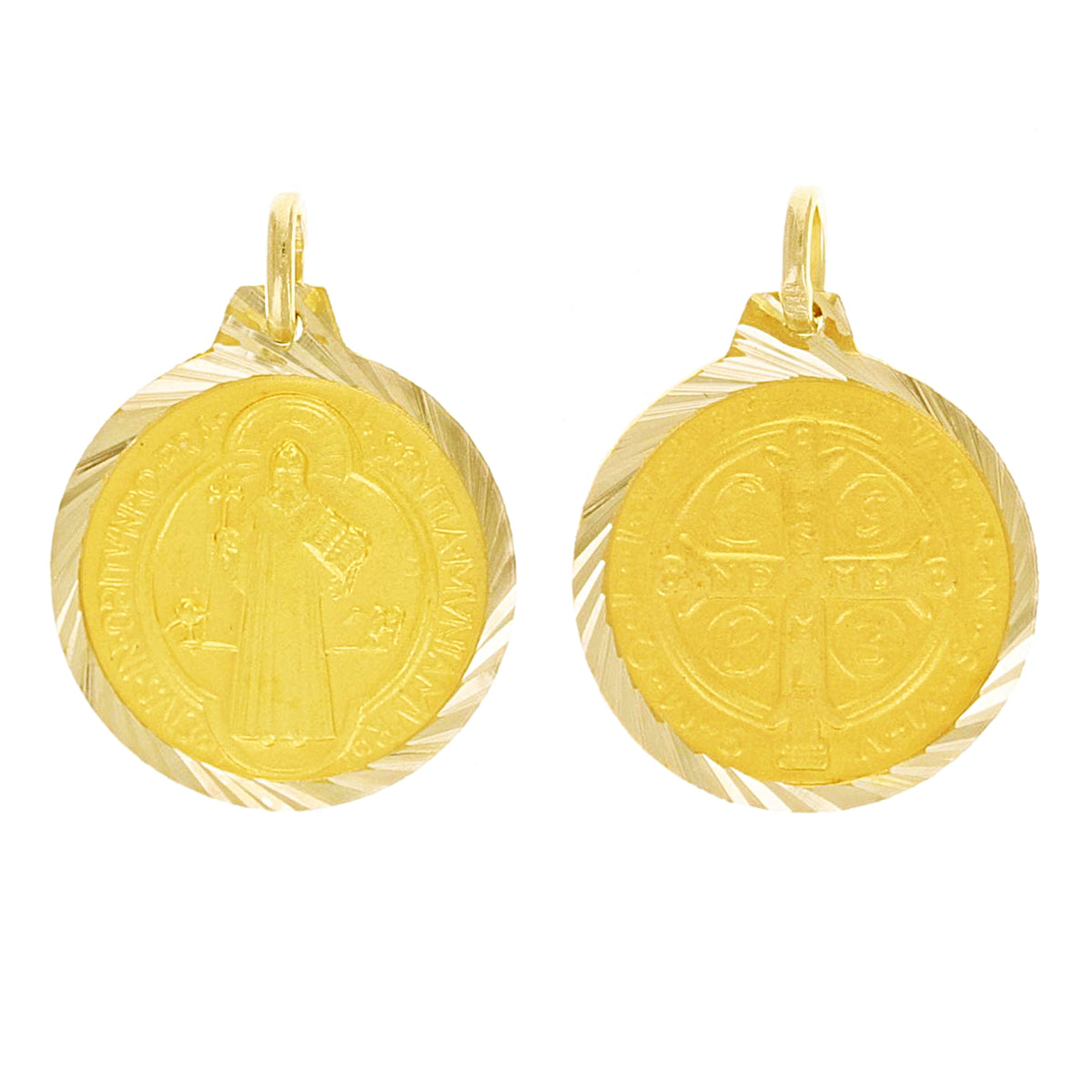 Italian 14k Yellow Gold Saint Benedict Medal Charm Pendant 22mm x 16mm ...