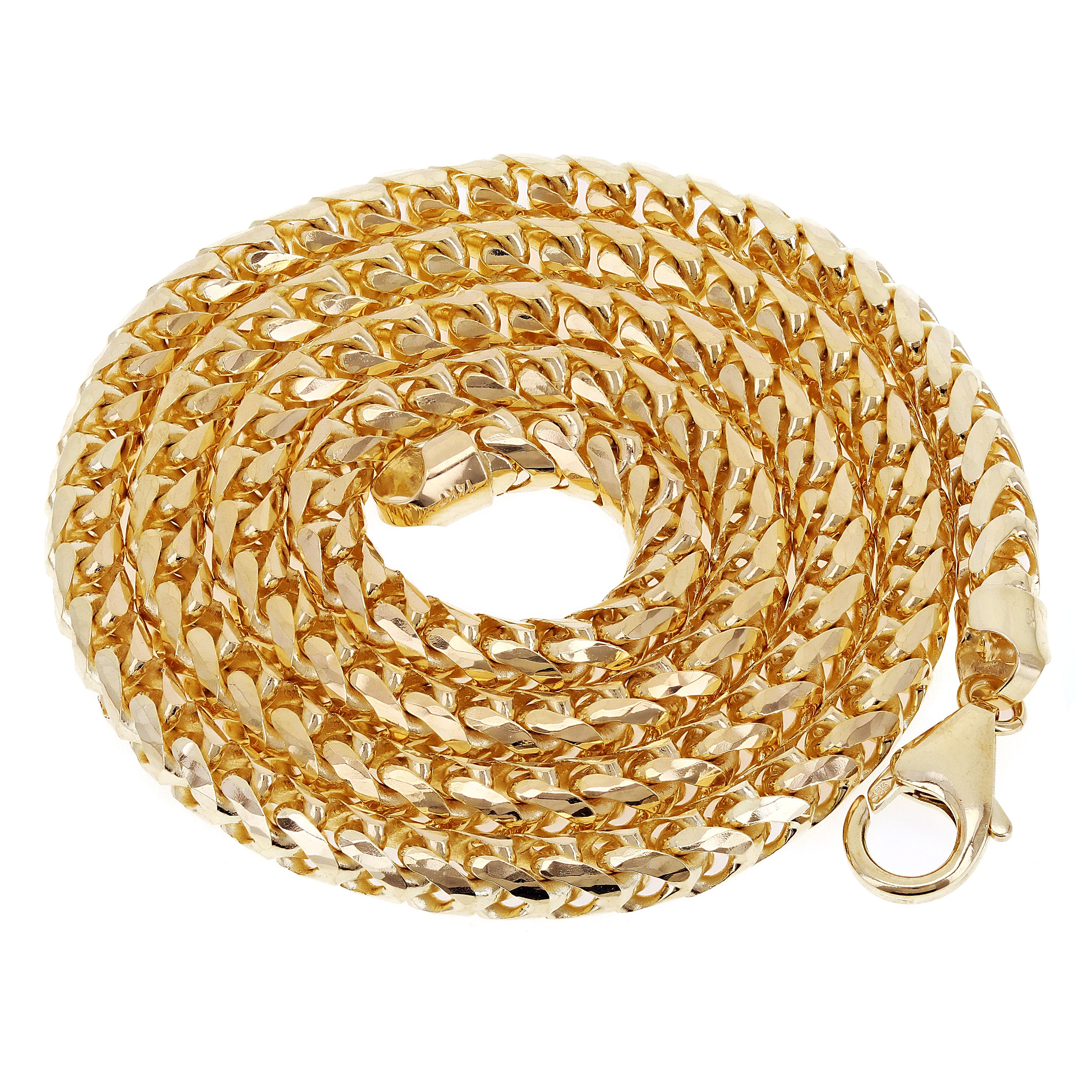 Italian 14k Yellow Gold Solid Diamond Cut Franco Chain Necklace 5.2 mm – Direct Source Gold ...