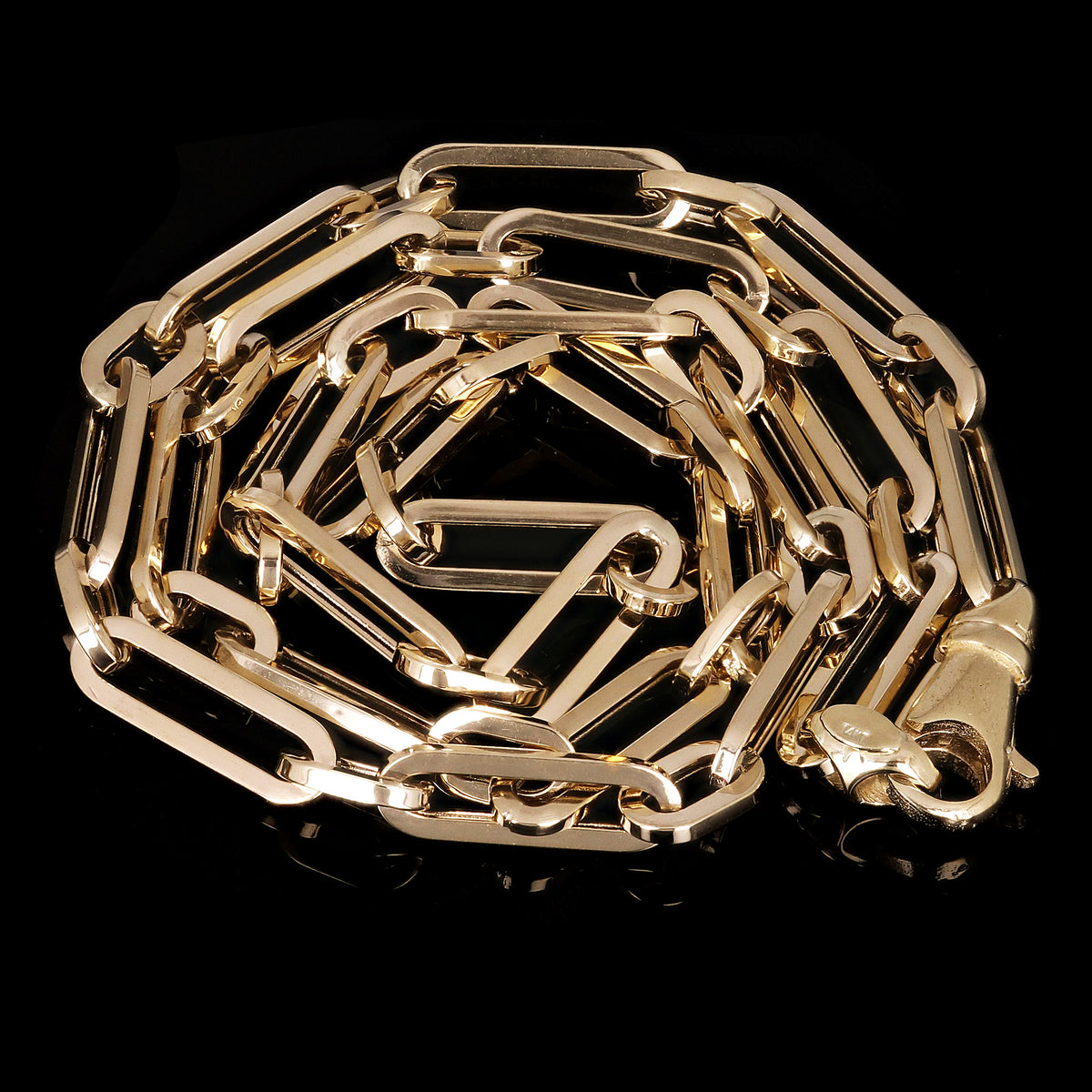 Italian 14k Yellow Gold Hollow Paper Clip Chain Necklace Various Sizes ...