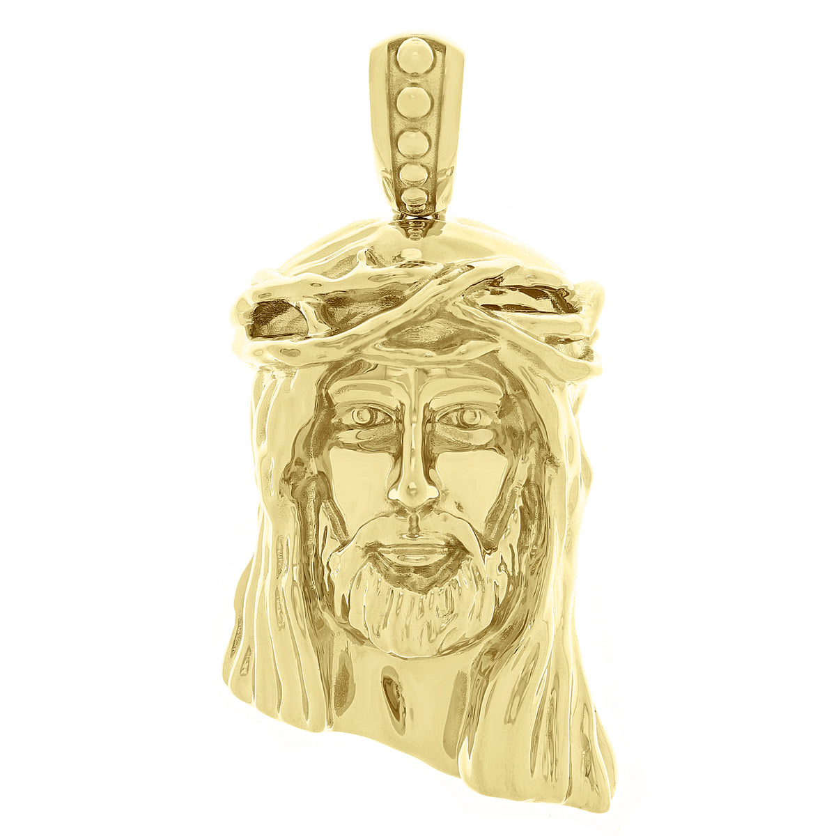 Italian 14k Yellow Gold Jesus Piece Jesus Christ Face Pendant – Direct ...