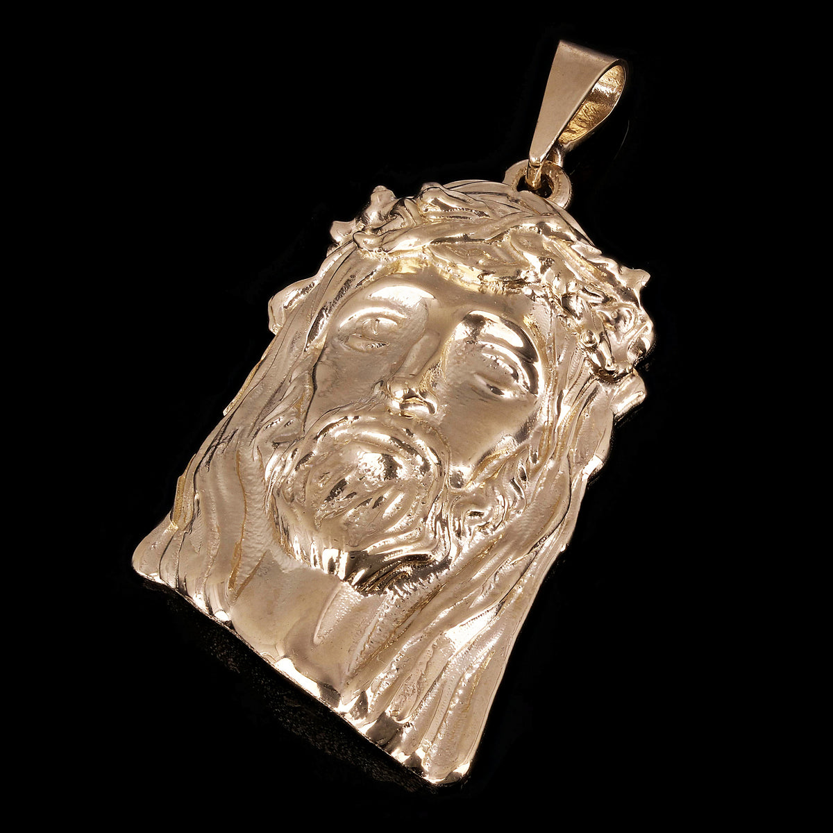 14k Yellow Gold Jesus Piece Jesus Christ Face Pendant 2" 12.6 grams ...