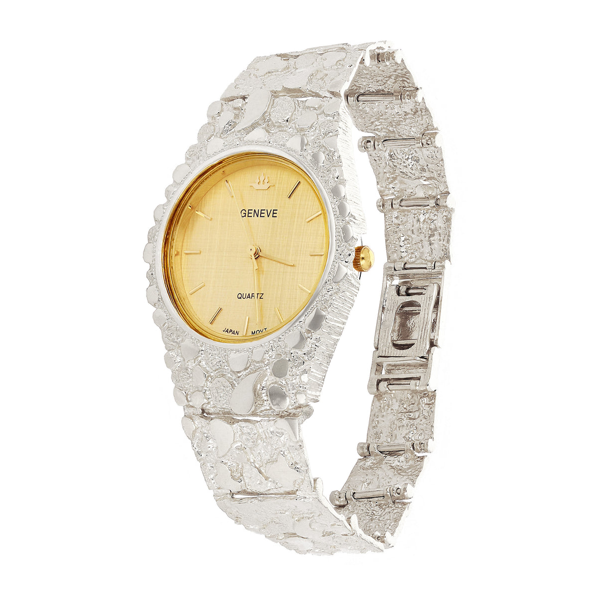 925 Sterling Silver Nugget Wrist Watch with Geneve Watch 7" Graduated ...