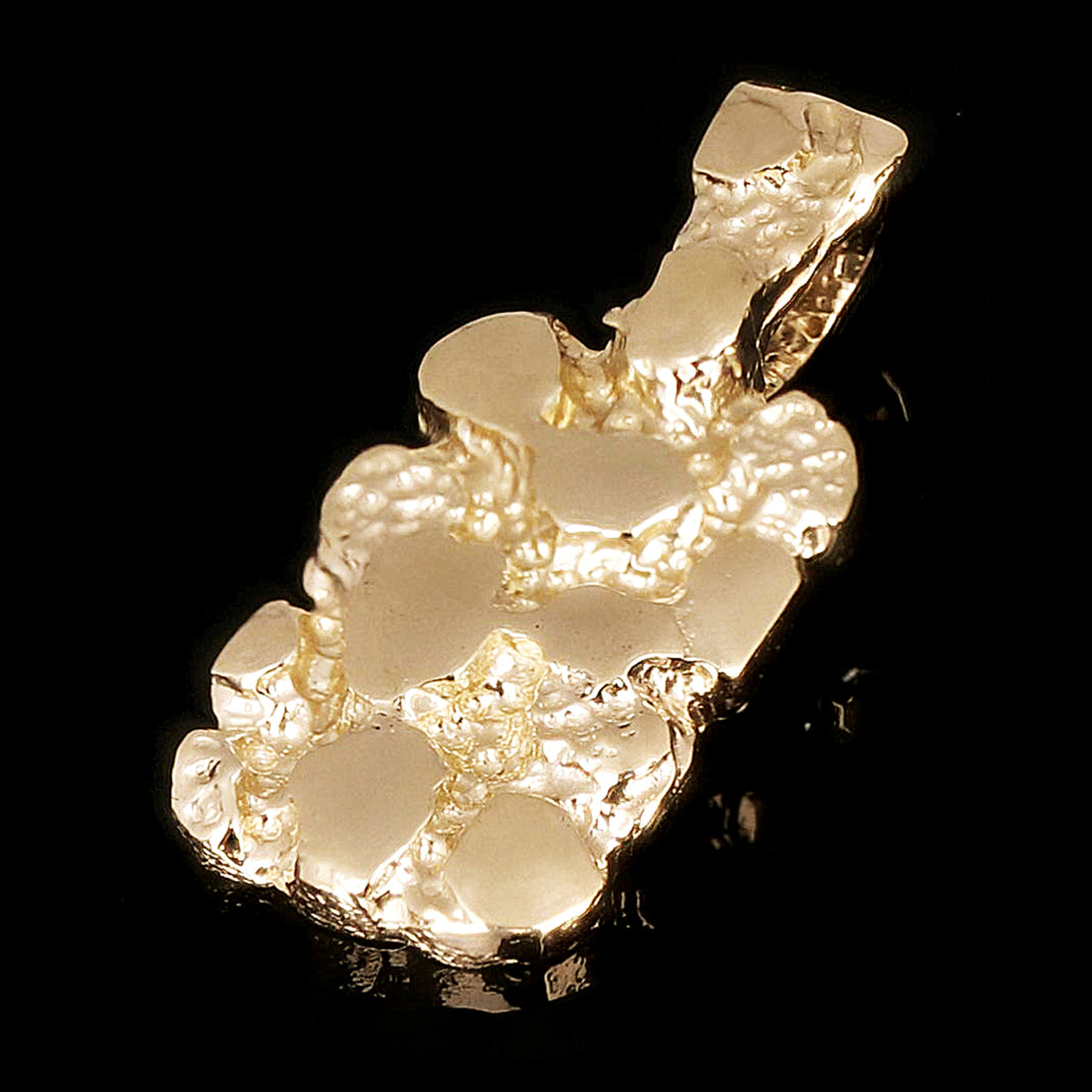 14k Yellow Gold Solid Rectangle Nugget Charm Pendant 23x10.7mm 3.9 gra ...