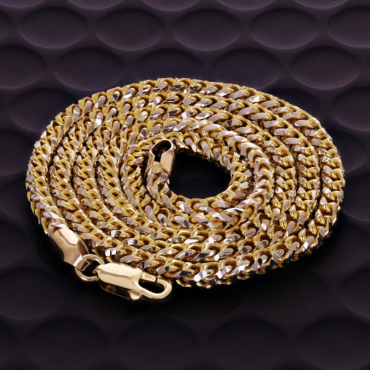Italian 14k Two Tone Solid Prism Cut Franco Chain Necklace 3mm 20" - 2 ...